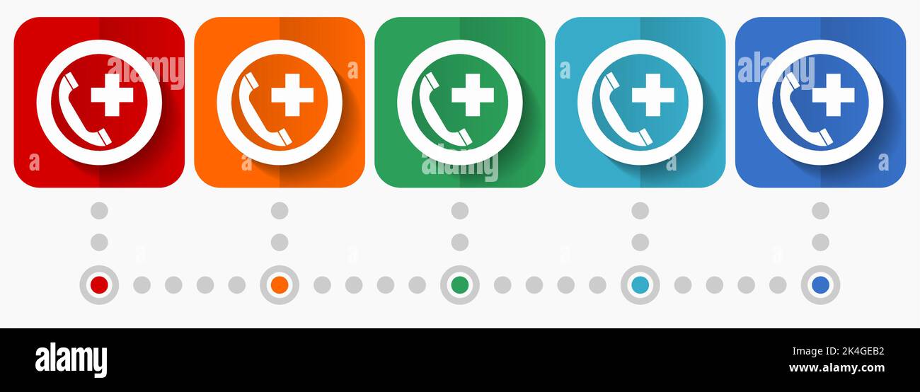 Emergency call vector icons, infographic template, set of flat design ...