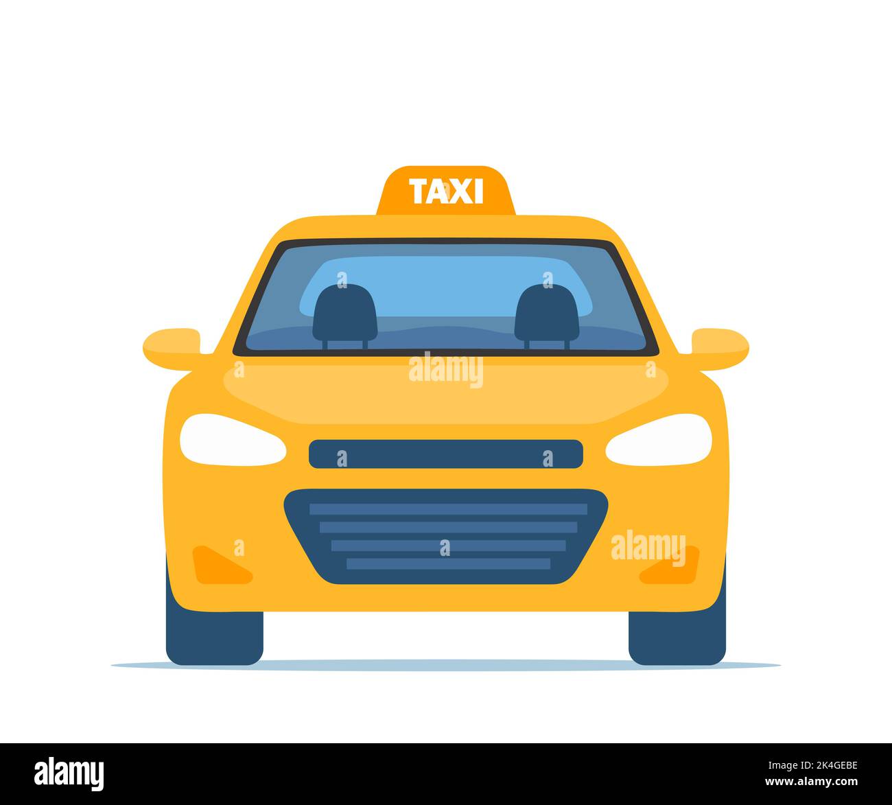 Yellow Taxi Car, front view. Vector illustration in flat style Stock ...