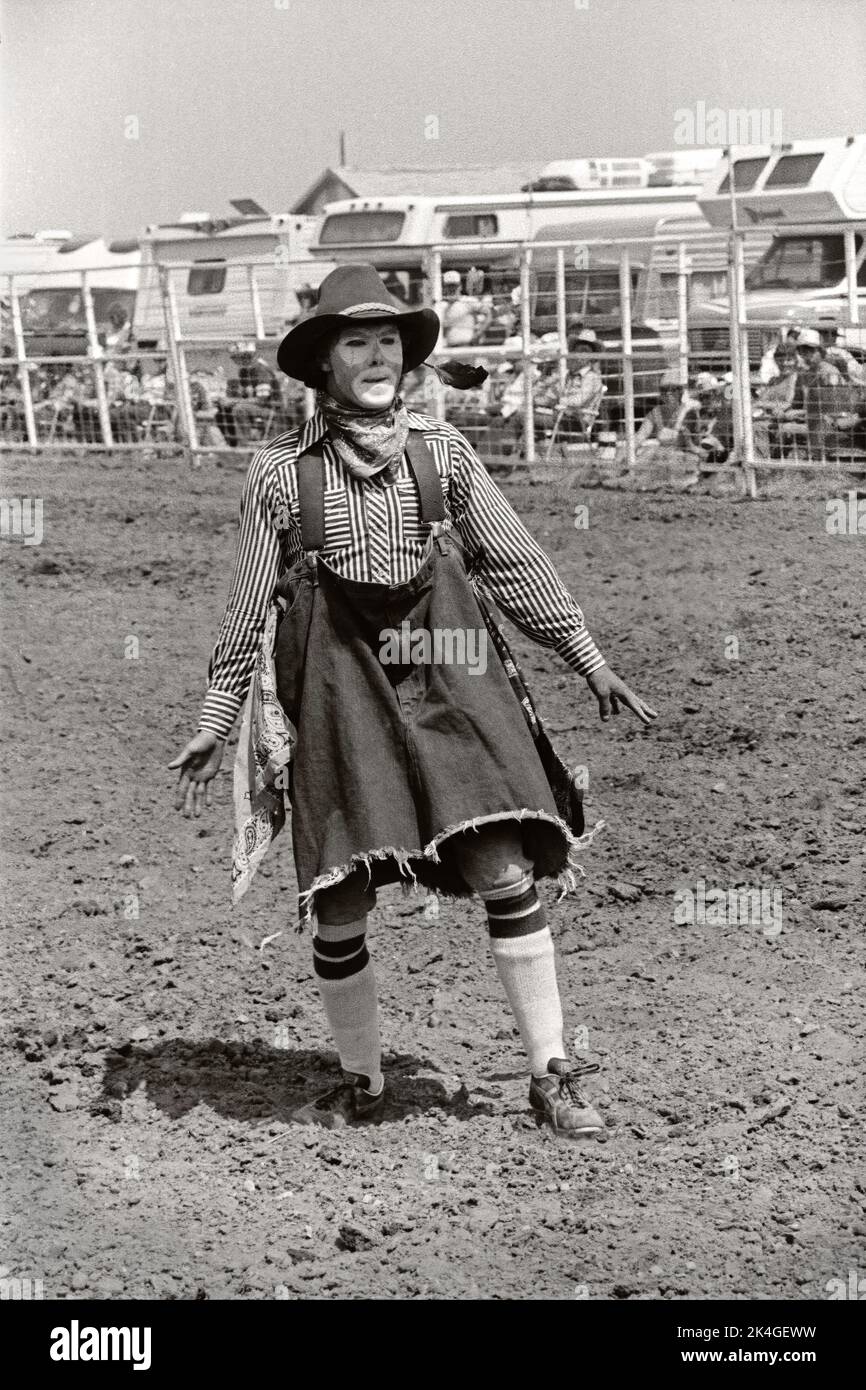 Vintage black and white photo of a rodeo clown. Rockyford. Alberta ...