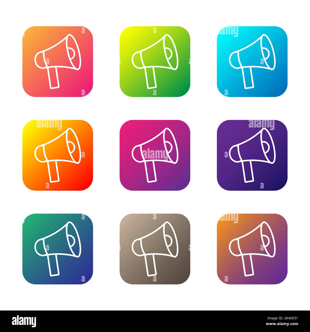 Set of gradient color megaphone icons. Suitable for website, mobile apps, and social media ...