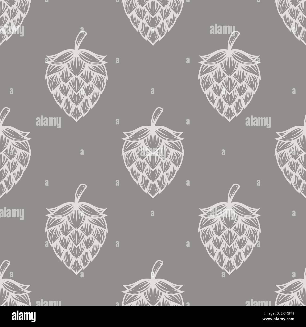 Vector Seamless Pattern with White Hand Drawn Cartoon Hop on Gray ...