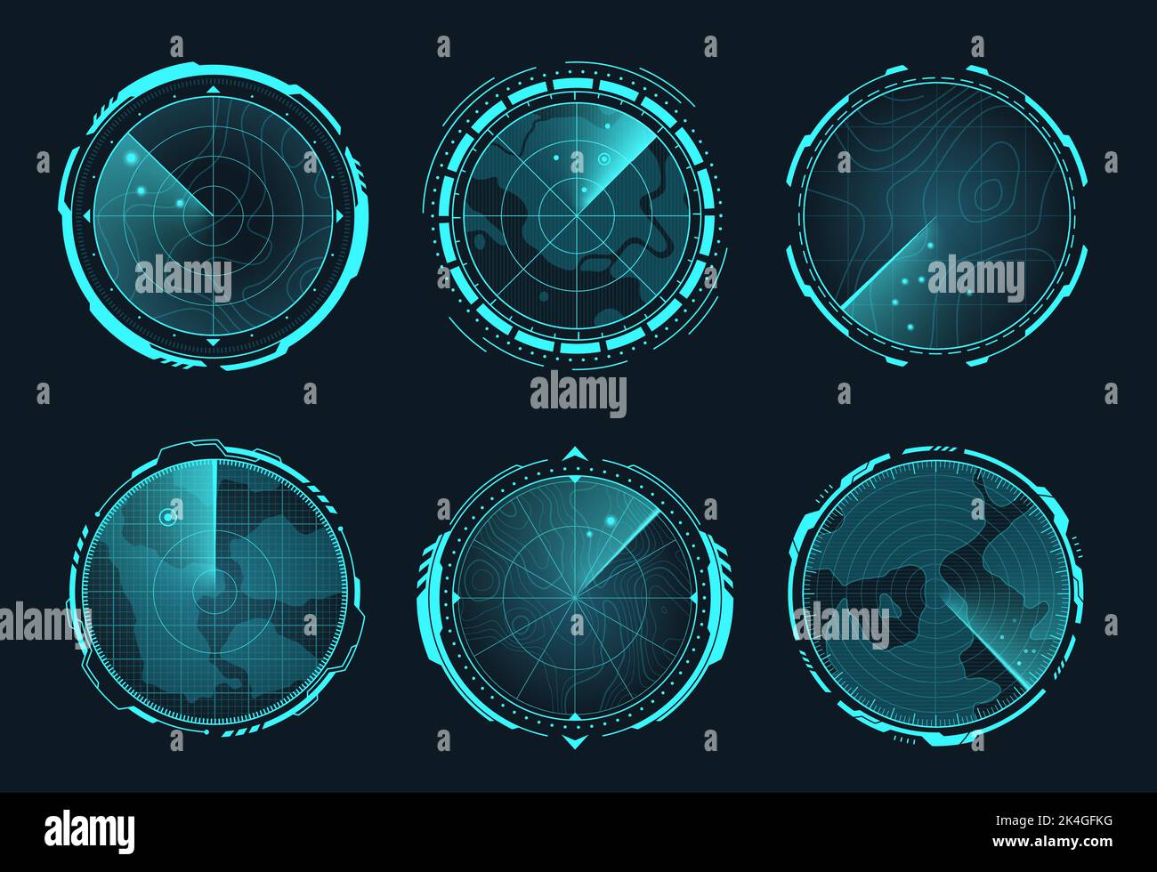 Hud radar. Navy sonar digital target detect system for war weapon in ...