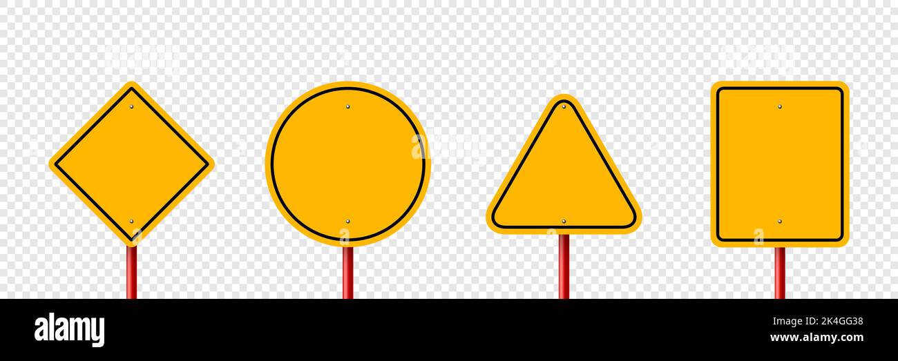 Vector Yellow Warning, Danger Stop Sign Icon Set Isolated. Rhombus ...