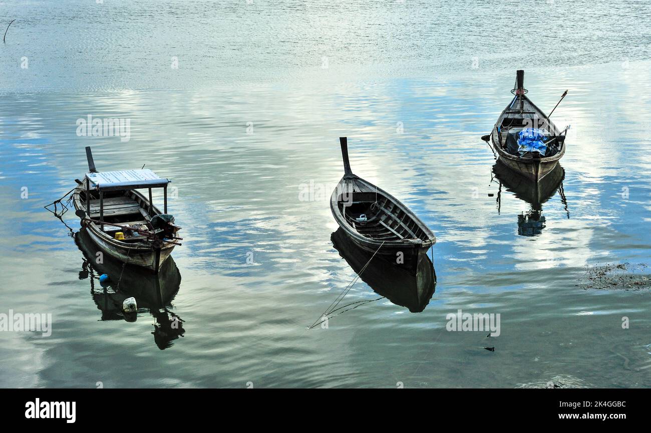 The three boats in the sea Stock Photo - Alamy