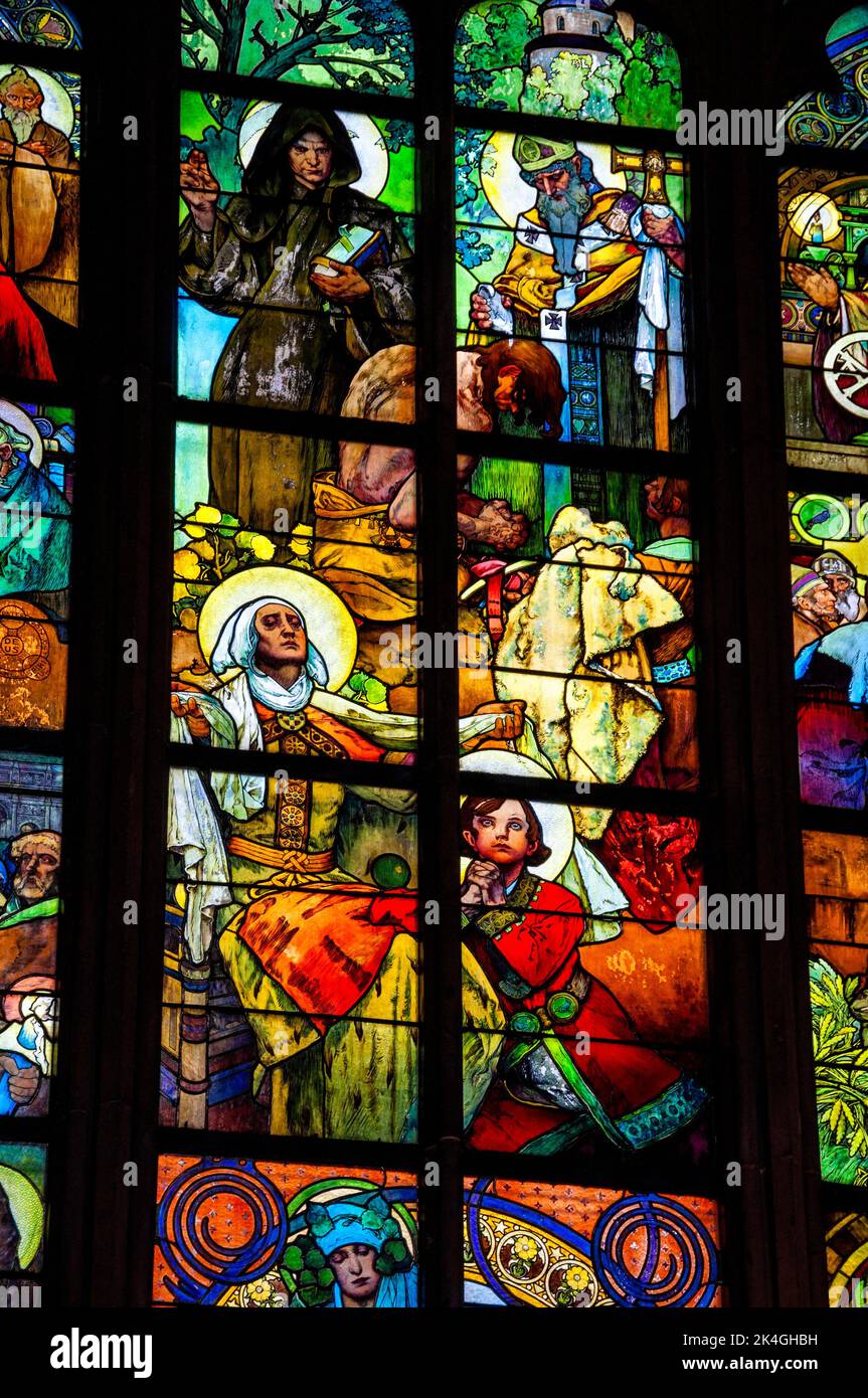 Stained glass window alfons mucha hi-res stock photography and images ...