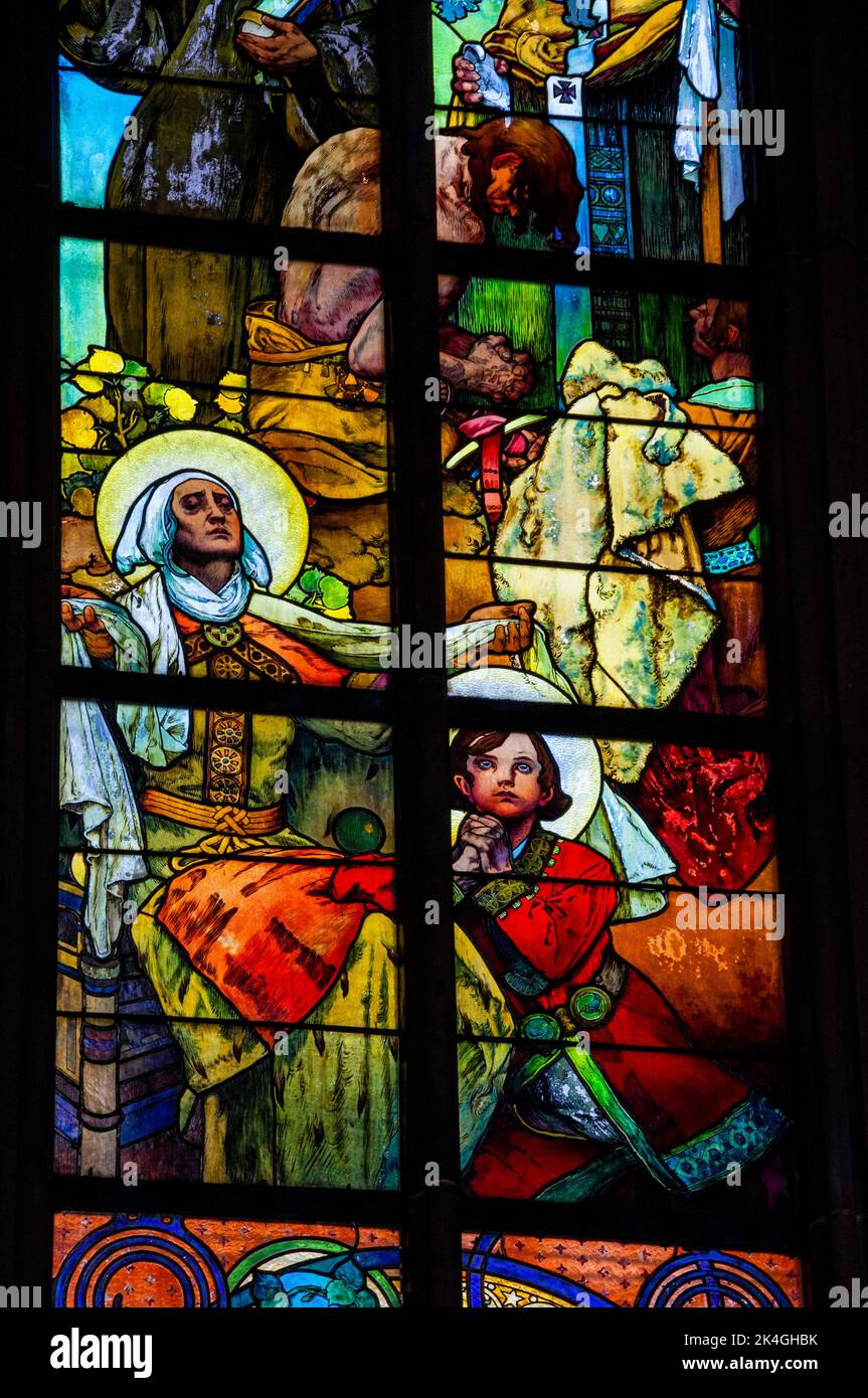 Stained glass window alfons mucha hi-res stock photography and images ...