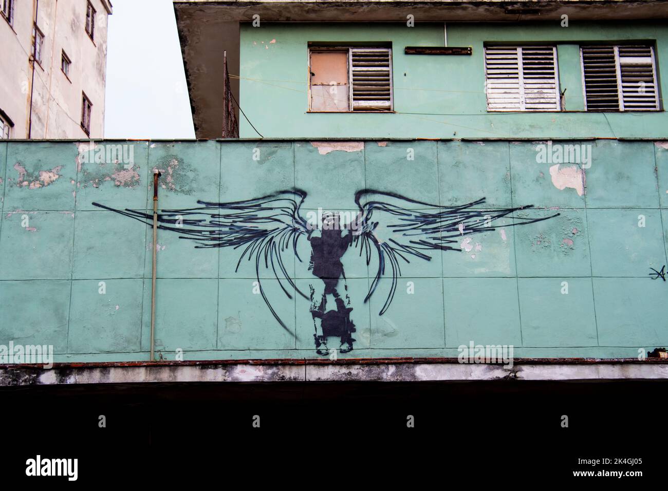 Mural of Cuban revolutionary president Fidel Castro on a building in La ...