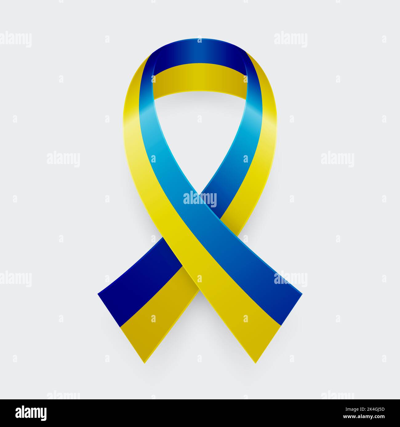 Vector 3d Realistic Yellow and Blue Ribbon Icon Closeup Isolated on ...