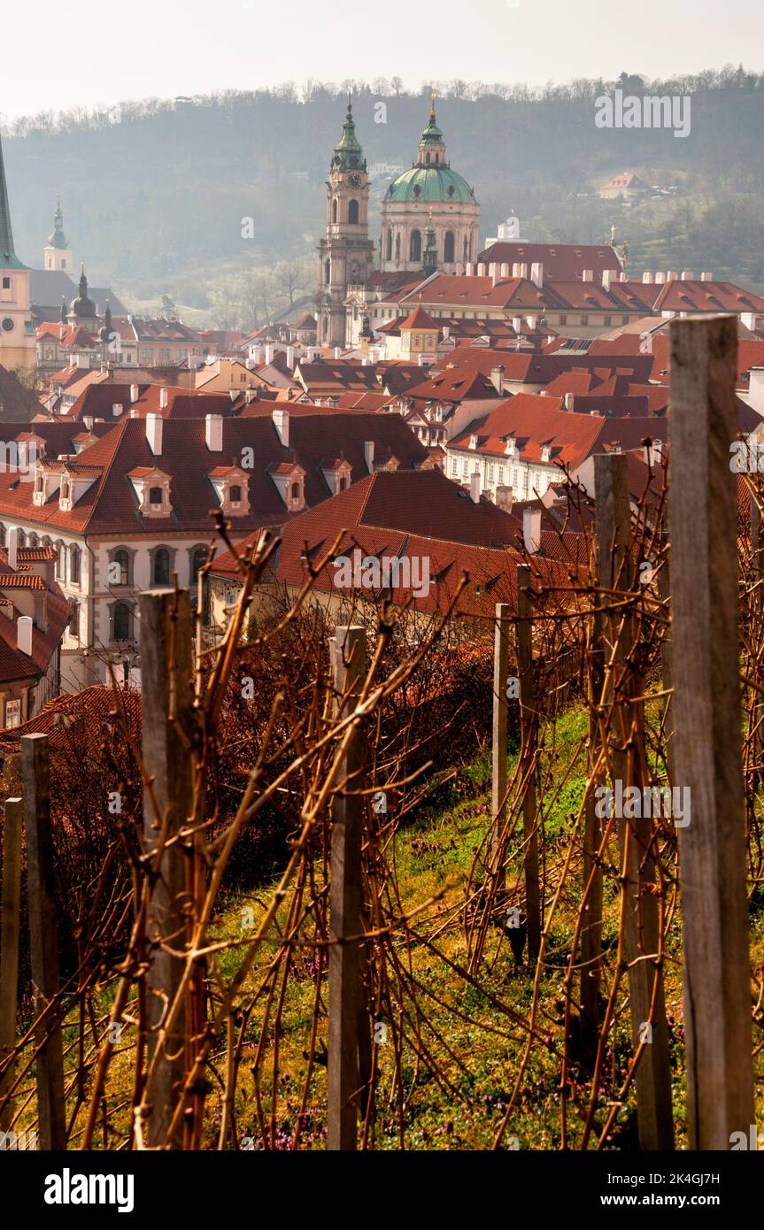 Prague Baroque architecture of St. Nicholas Church seen from the Prague ...