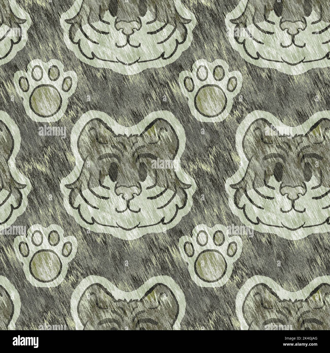 Cute safari wild tiger animal pattern for babies room decor. Seamless ...