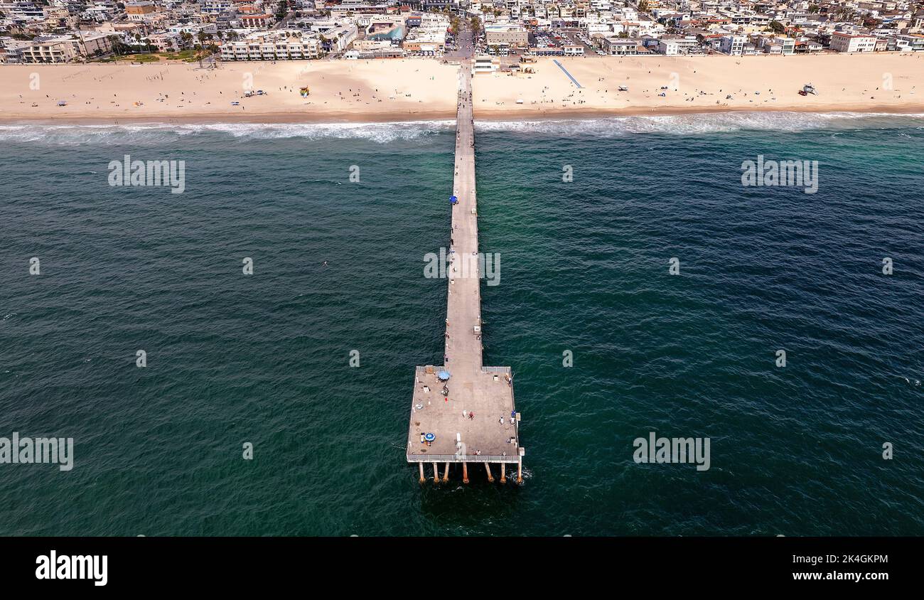 An aerial view of the pier over the beach Stock Photo - Alamy