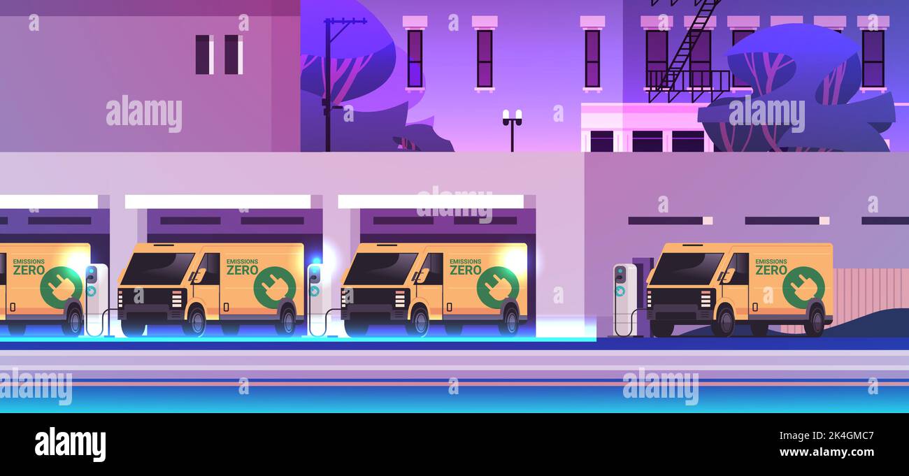 electric cargo vans charging battery vehicles at recharging power ...