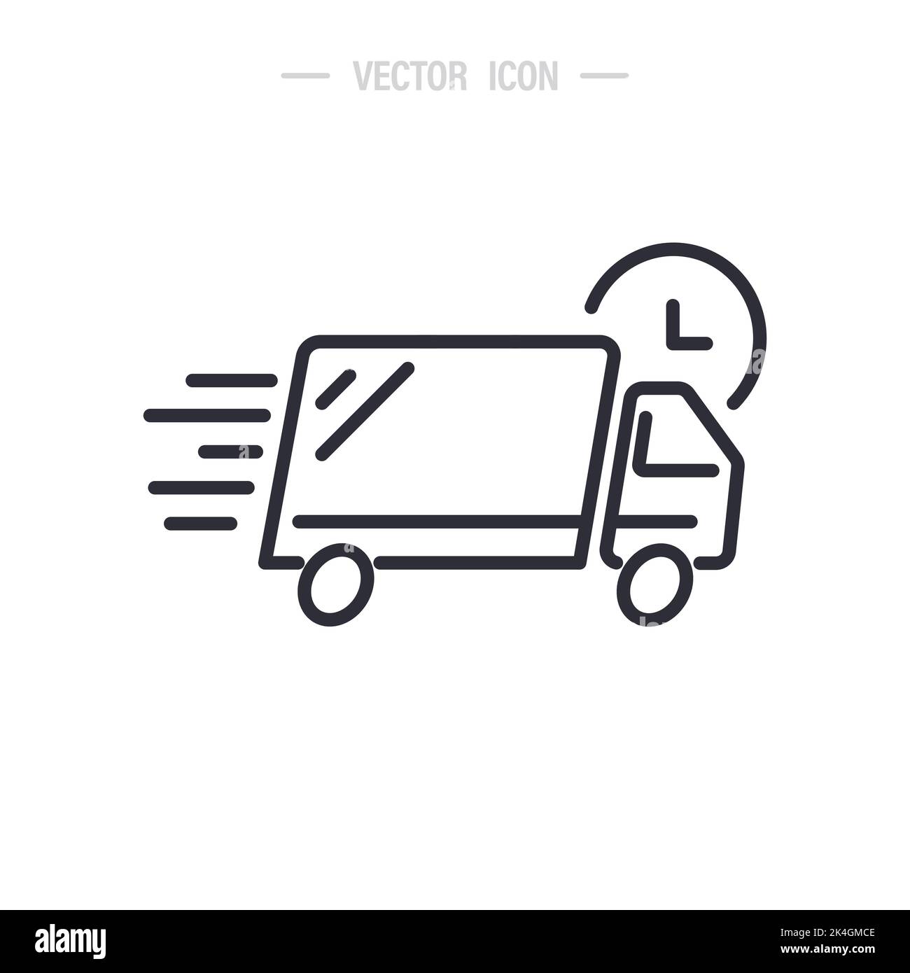 Shipping fast delivery truck with clock icon symbol. Isolated vector illustration Stock Vector ...