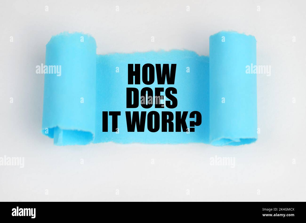 On a white surface, a blue scroll of paper with the inscription - HOW ...