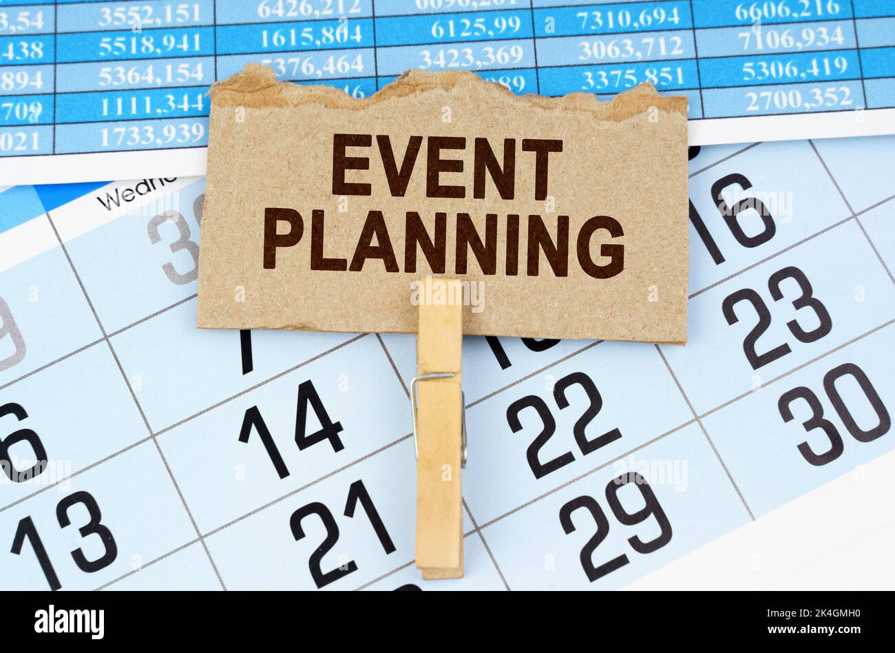 Business concept. On the calendar and reporting documents is a ...