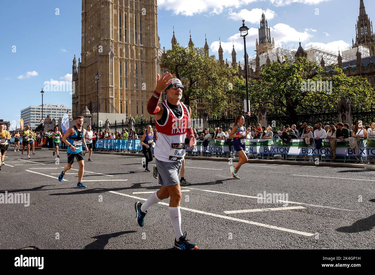 Participants of TCS 2022 London Marathon run past Westminster in ...
