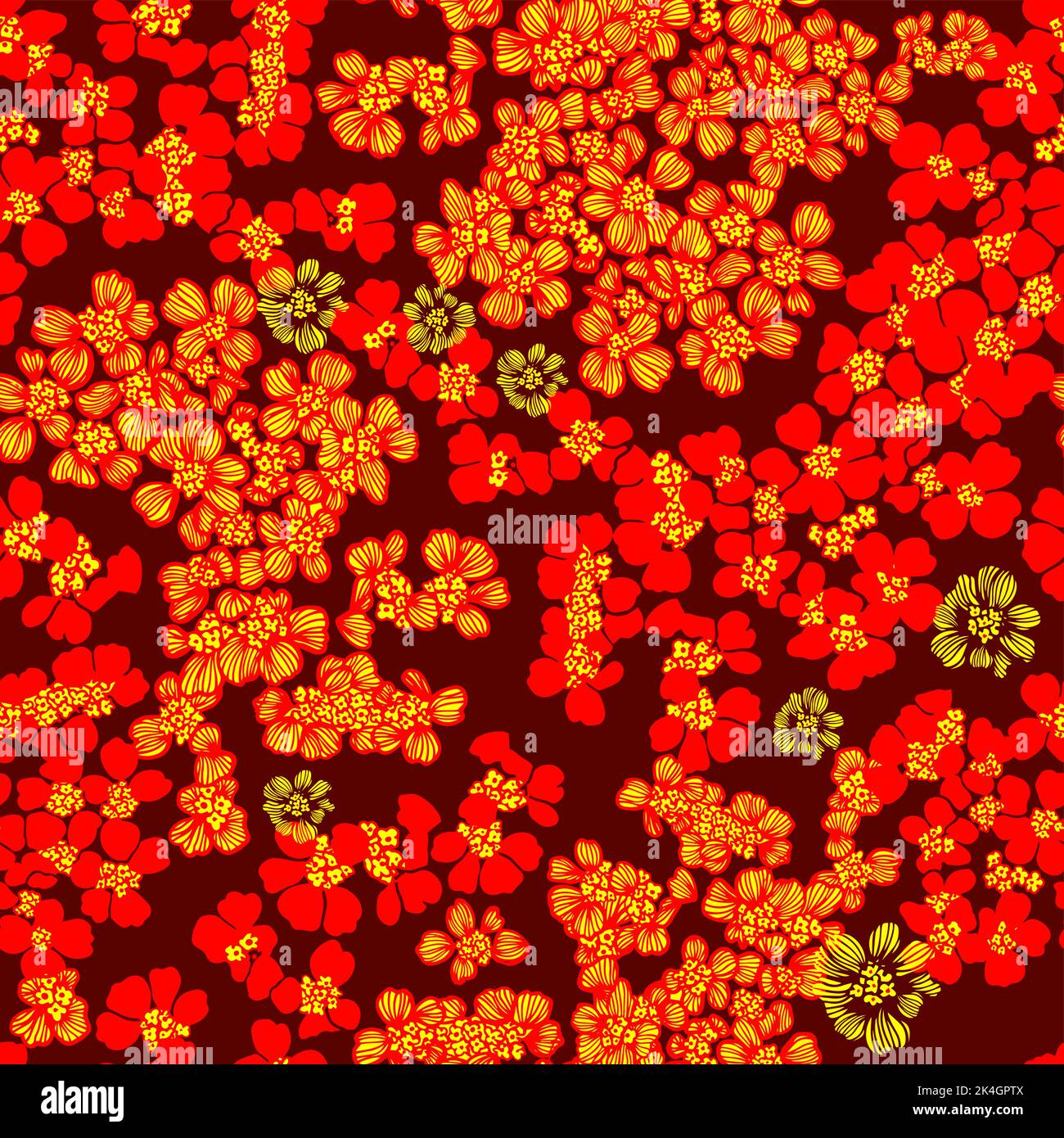 red small flowers background. Seamless print. Vector illustration Stock ...