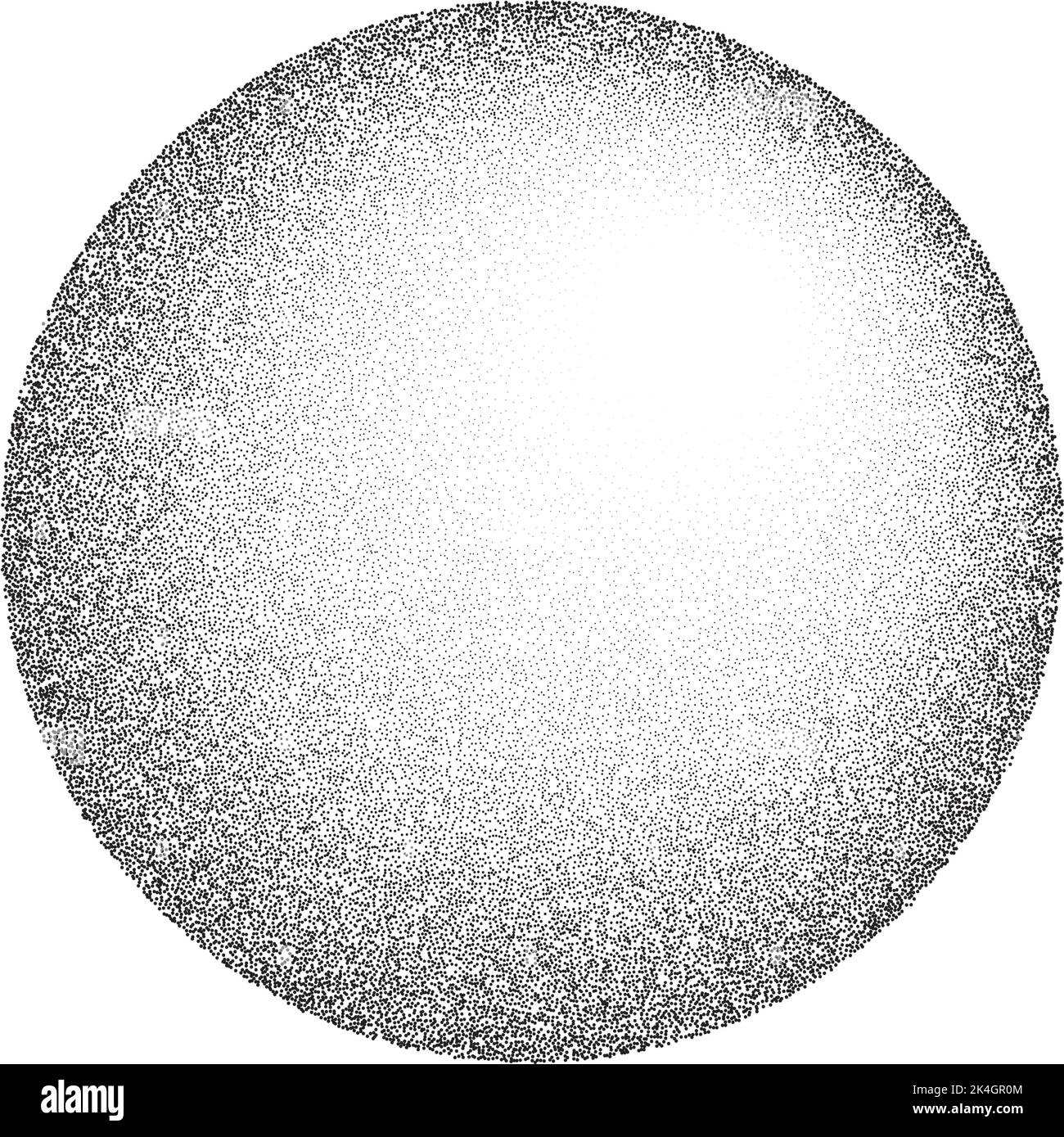 Grain circle gradient. Stippled round shape. Radial stochastic dotwork ...