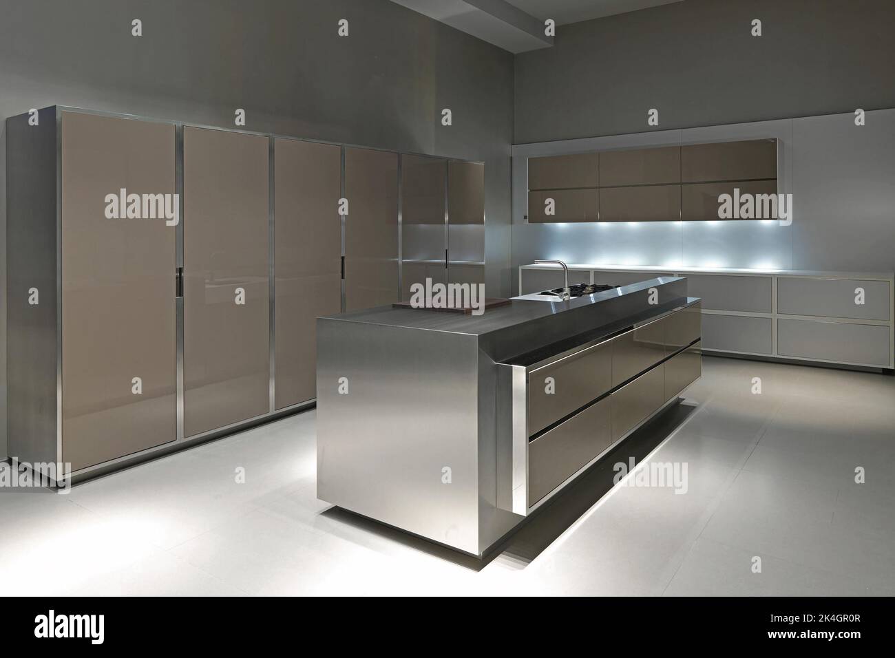 Modern steel kitchen interior in minimal scandinavian style Stock Photo ...