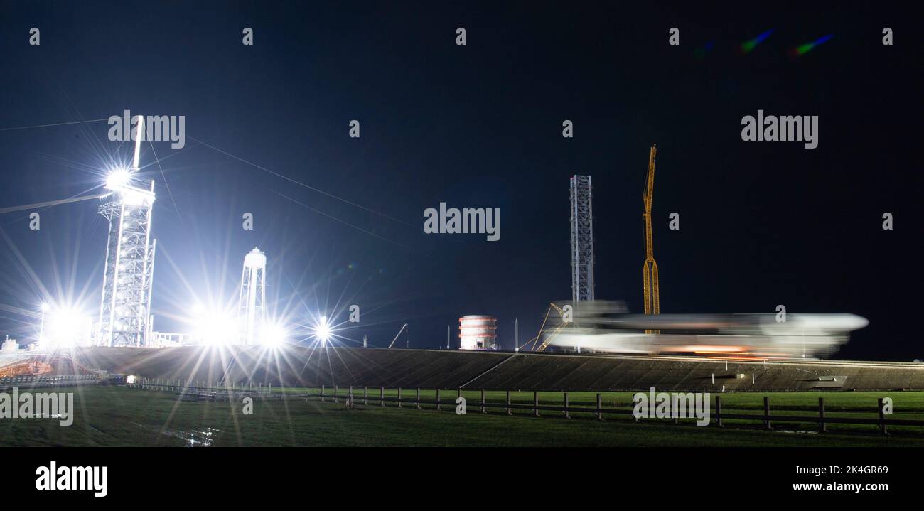 In this three-minute exposure, a SpaceX Falcon 9 rocket with the ...