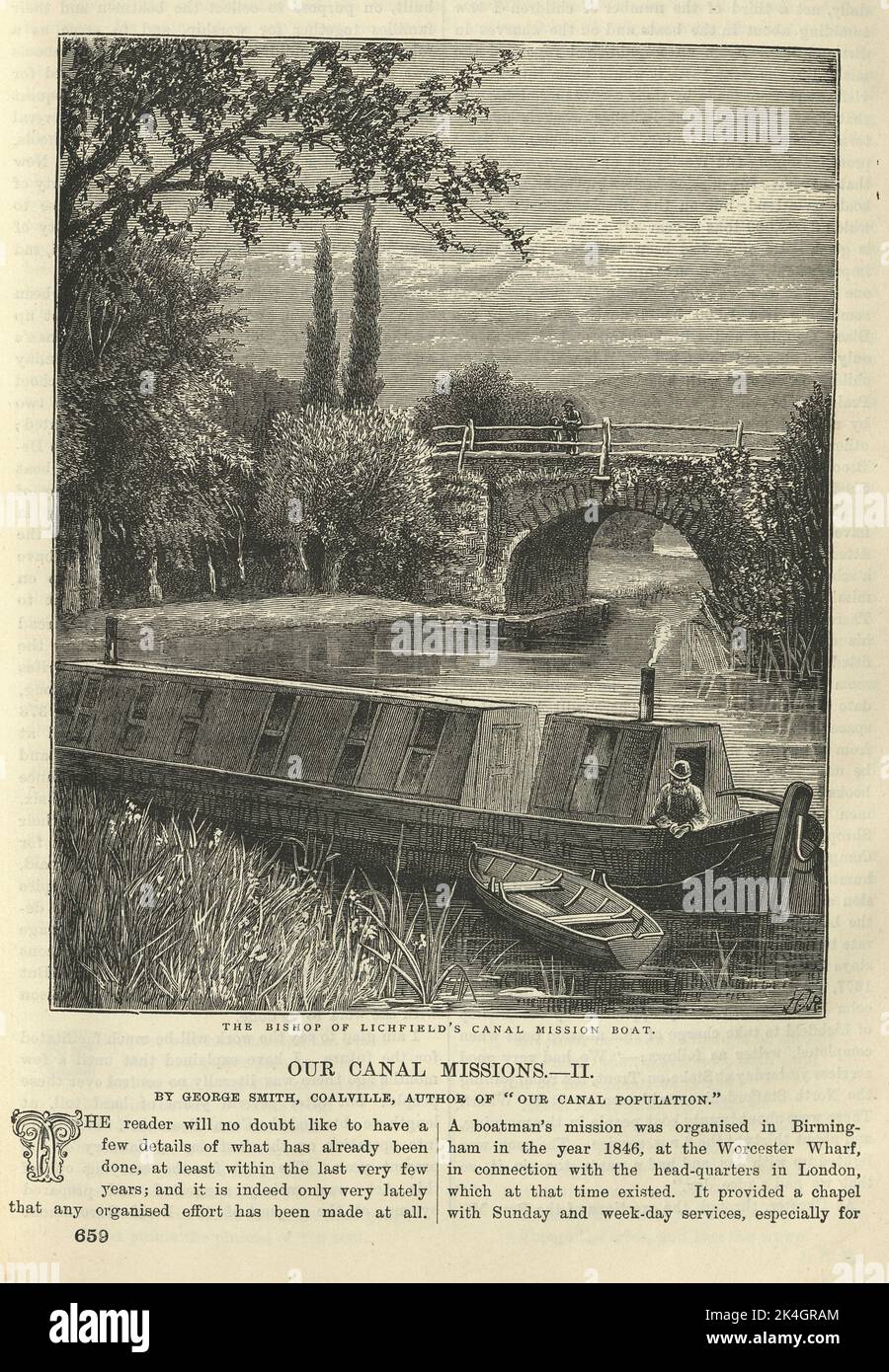 Bishop of Lichfield's canal mission boat, 1870s, 19th Century Stock ...