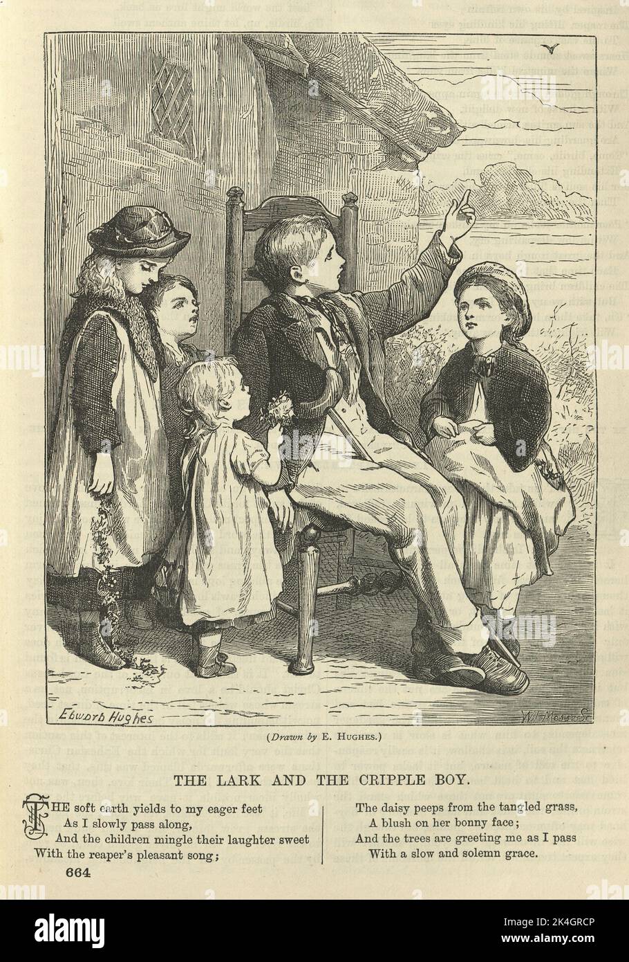 Illustrated Victorian poem, The Lark and the Cripple Boy Stock Photo ...