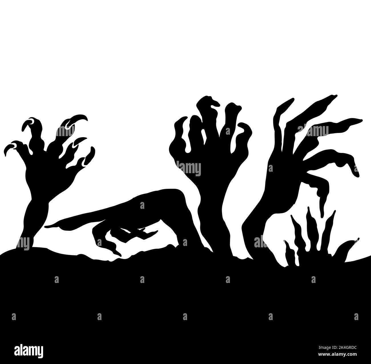 Hand of zombie graphic icon. Hand from under ground isolated symbol on ...