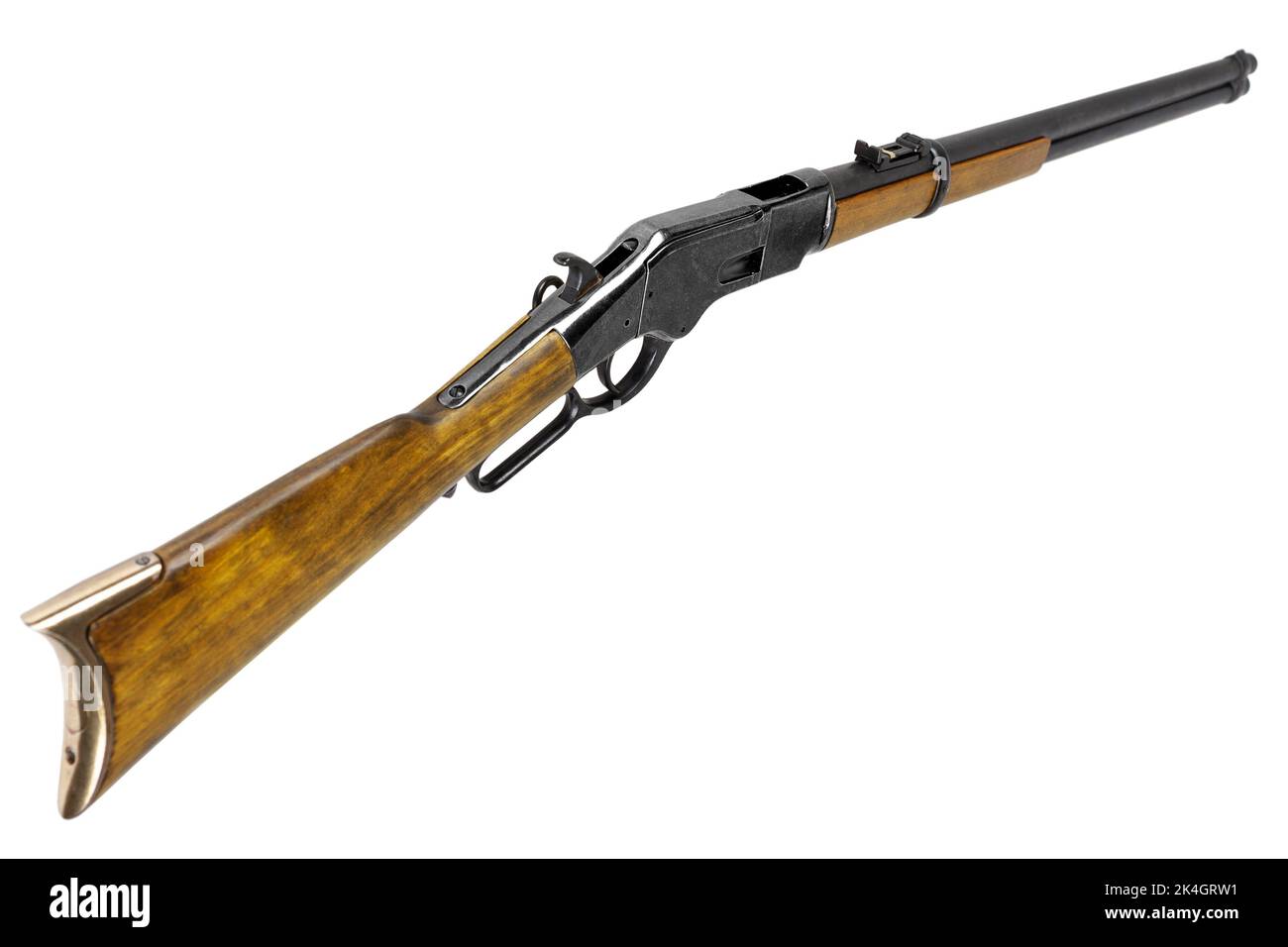 Wild west period Winchester lever-action repeating rifle isolated on ...