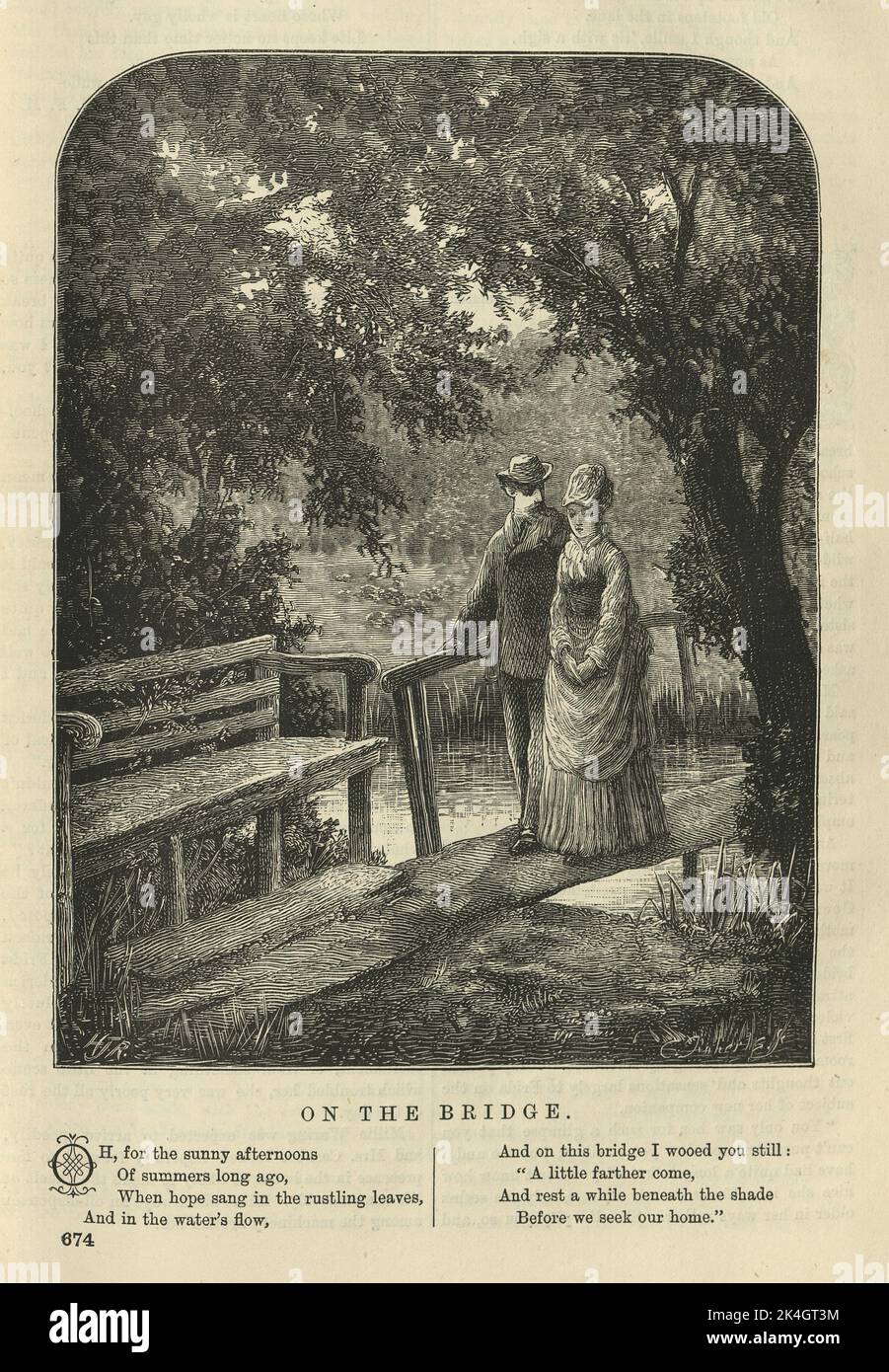 Illustrated Victorian poem, On the bridge, Poetry, 1870s, 19th Century ...