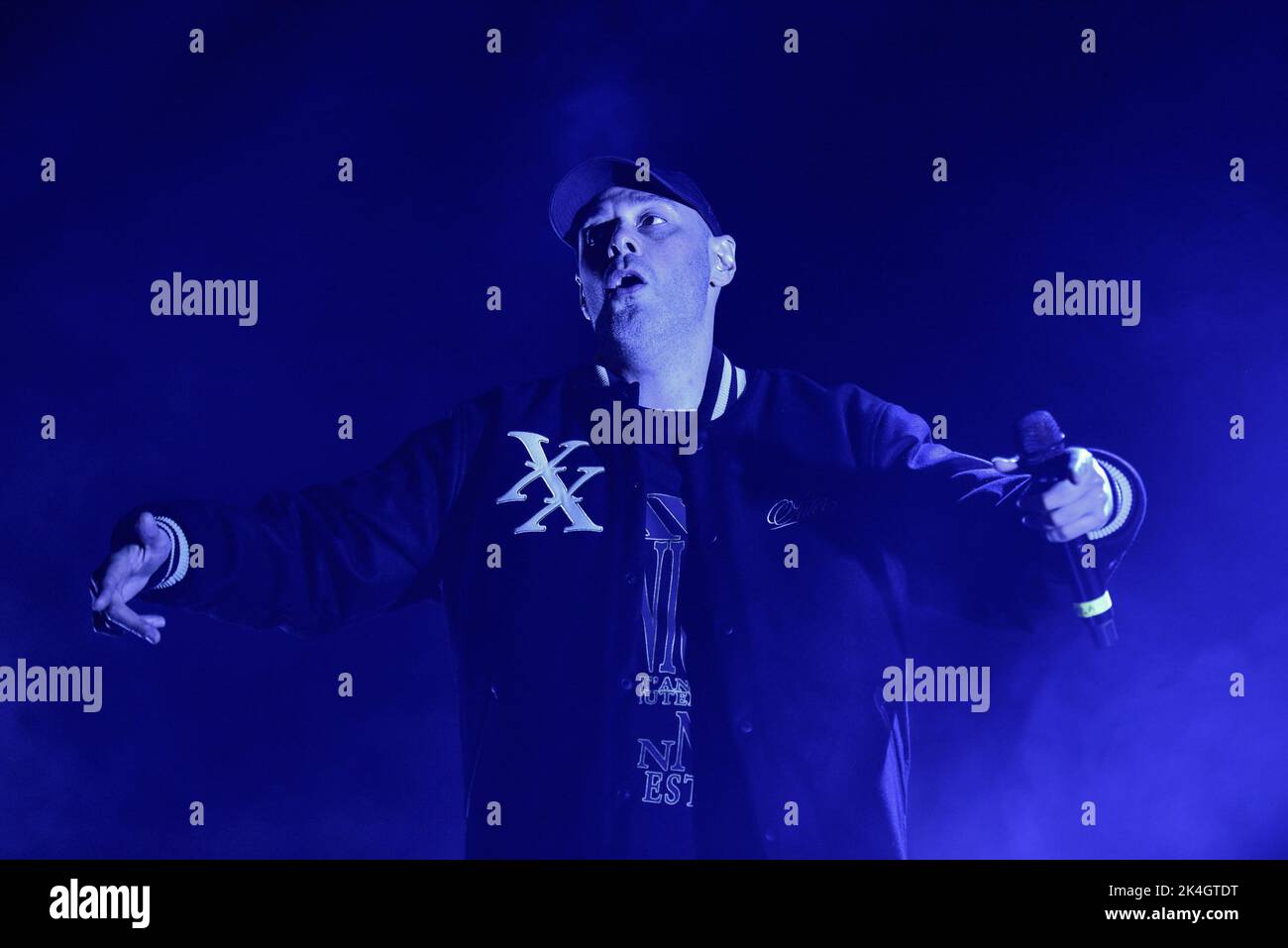 The Italian rapper Fabri Fibra performs live in Naples, Italy at the ...