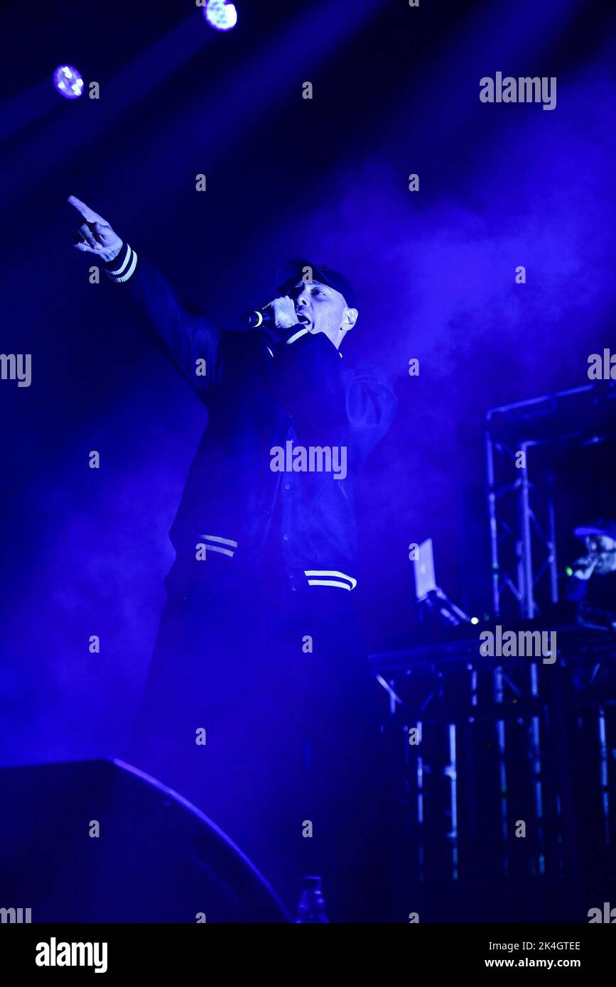 The Italian rapper Fabri Fibra performs live in Naples, Italy at the ...