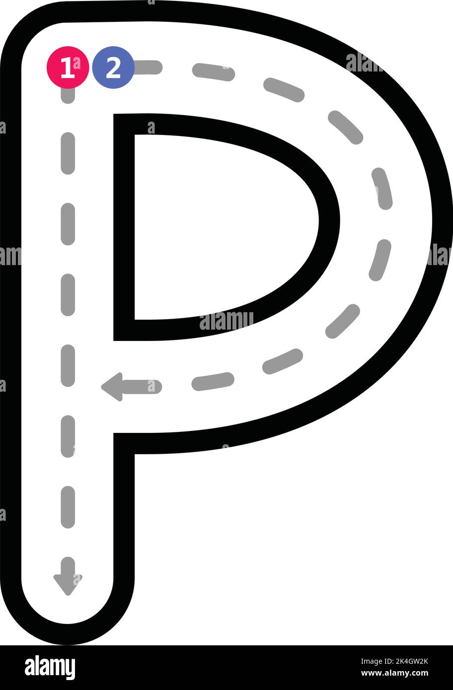 Tracing Alphabet uppercase capital letter P prewriting dotted line ...