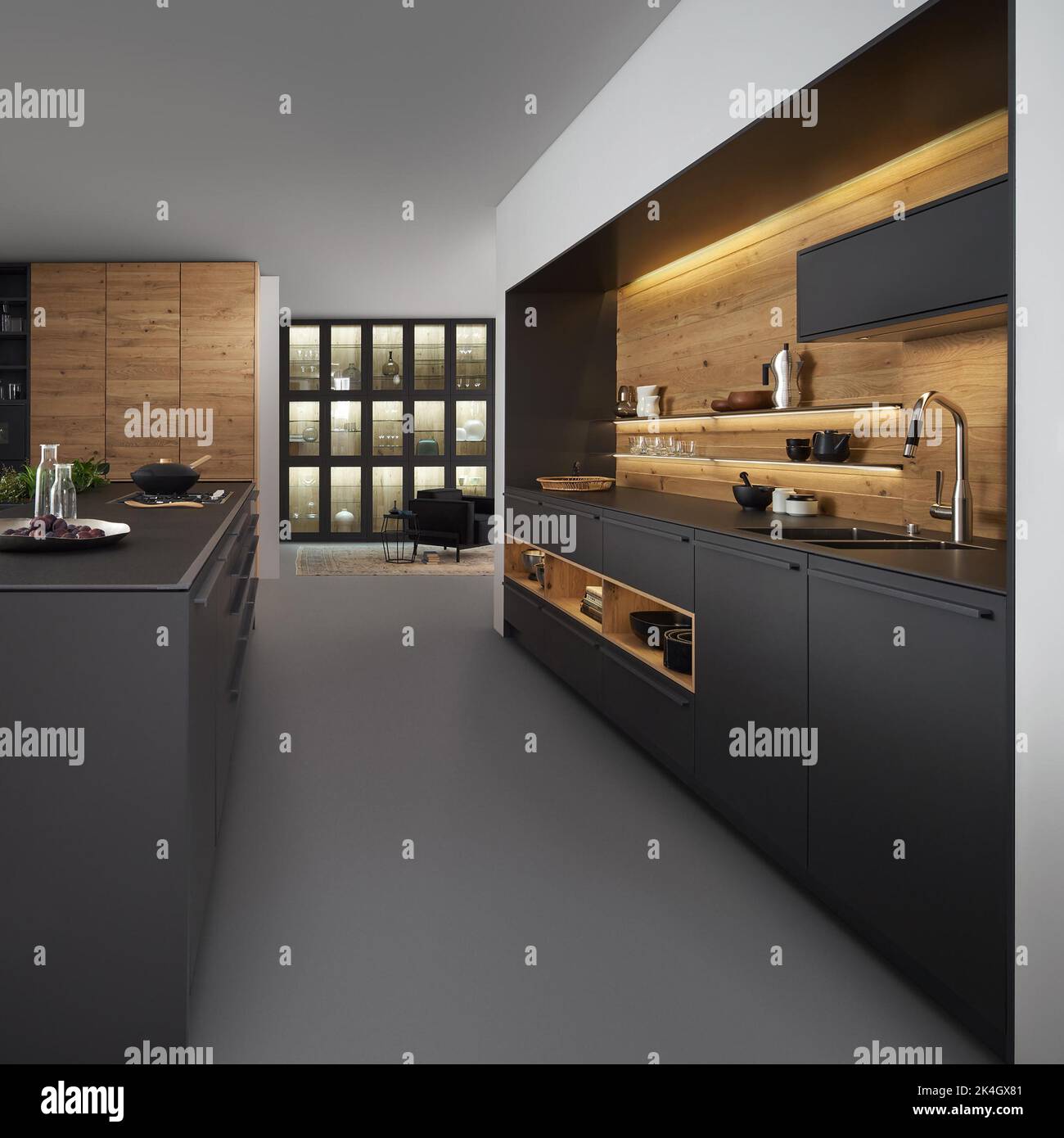 Modern luxury kitchen interior in minimal scandinavian style Stock ...