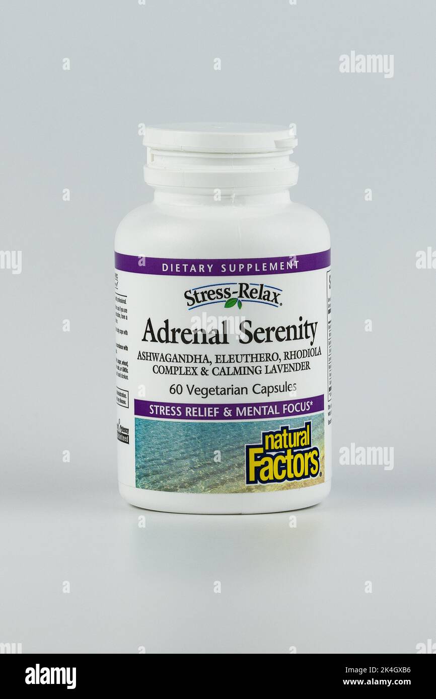 adrenal serenity capsules editorial. dietary supplement in the jar ...