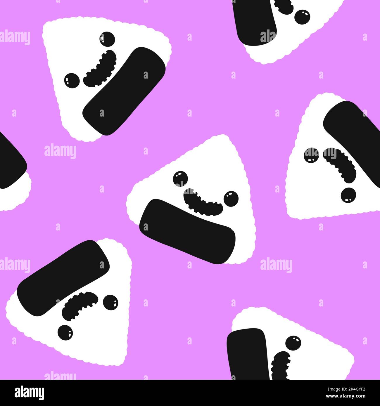 Japanese food onigiri seamless cartoon kawaii rice ball pattern for ...
