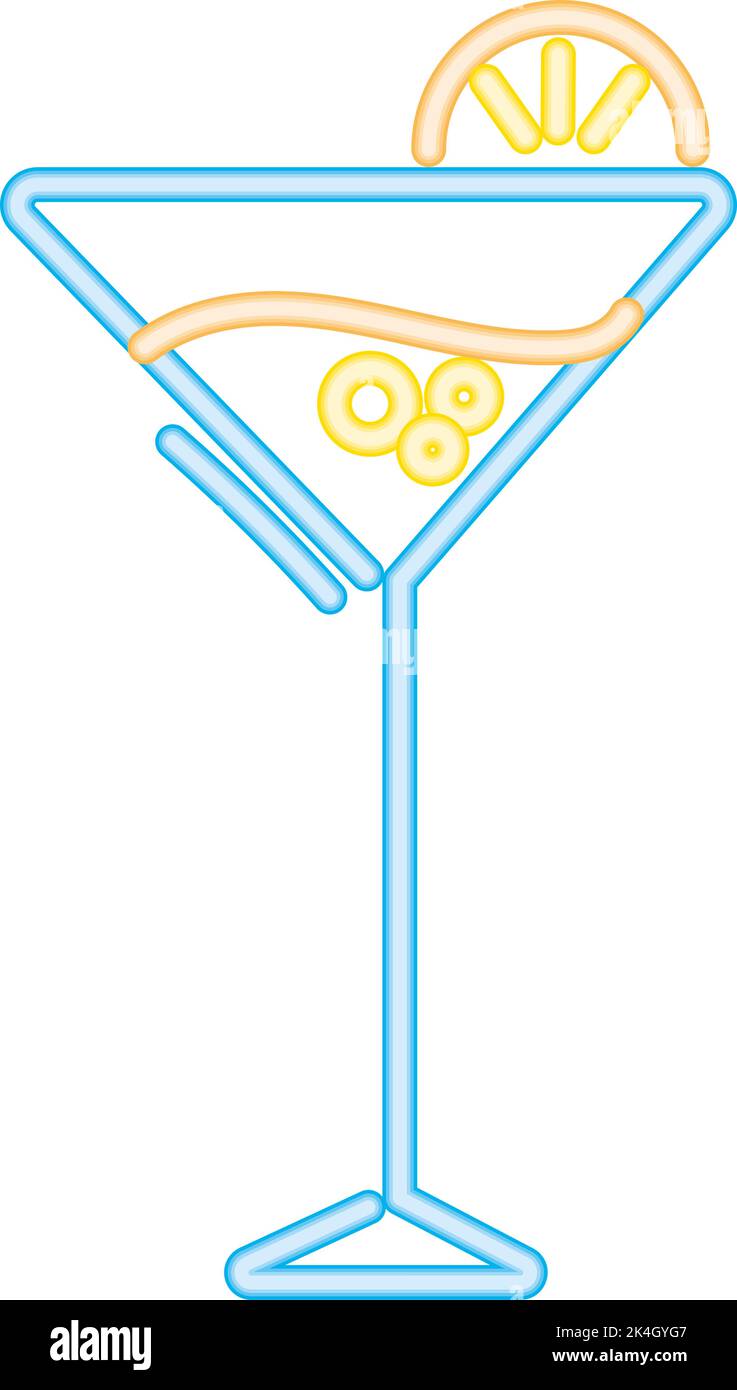 Neon cocktail blue glass Stock Vector Images - Alamy