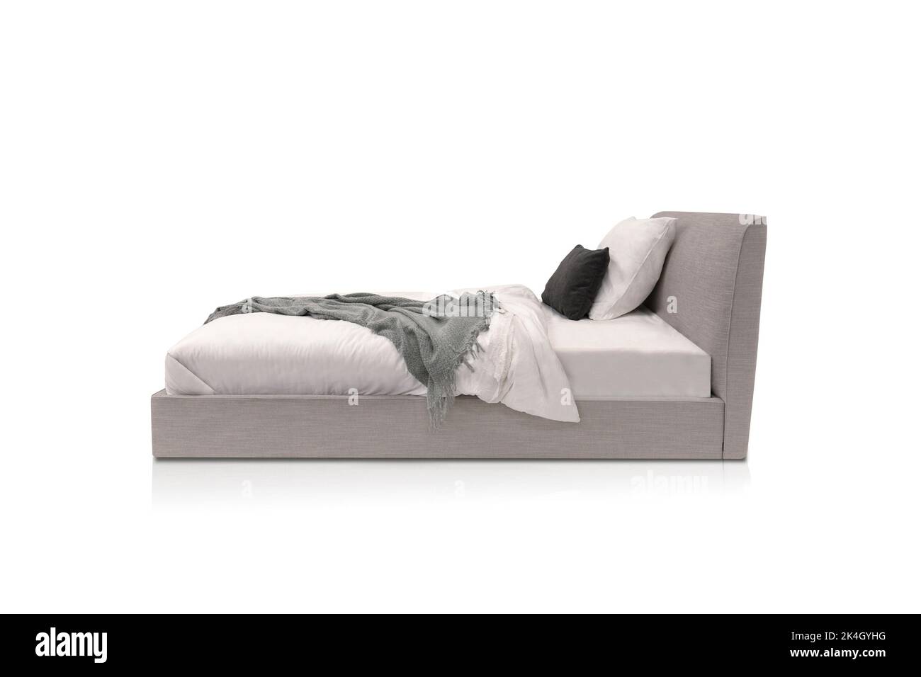 Classic bed in grey, white and black colors, front view Stock Photo - Alamy