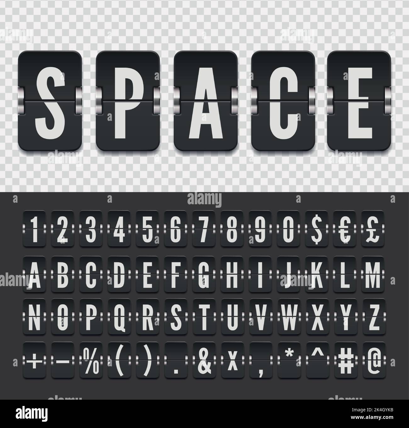 Airport flip board font for showing flight arrival information and ...