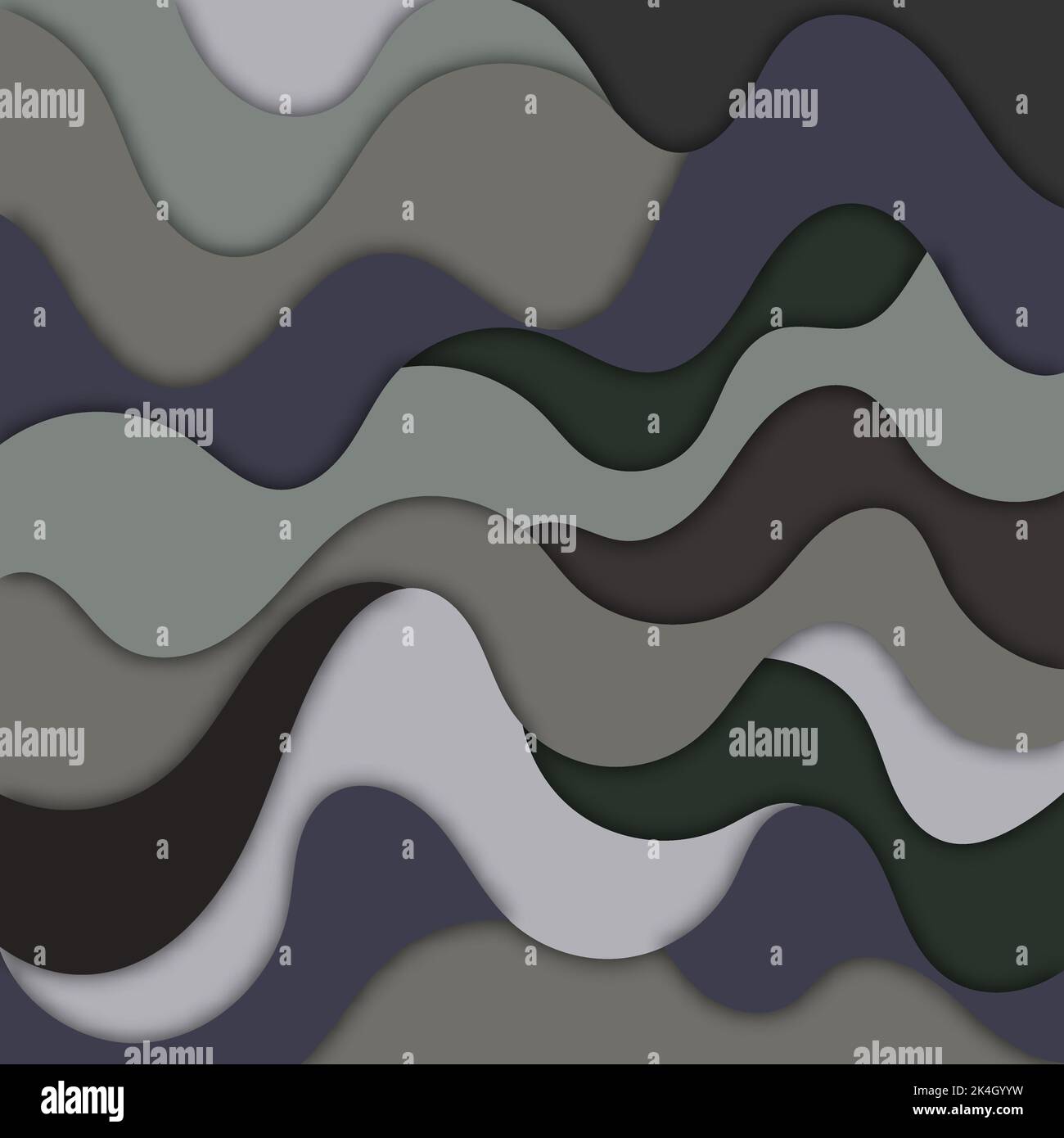 Gray background wave paper art design. Paper cut vector illustration ...