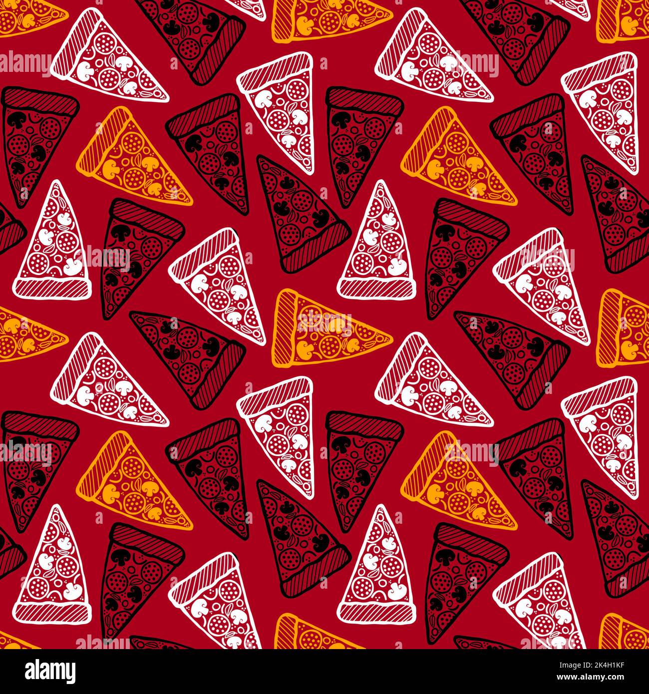 Cartoon doodle pizza seamless kids pattern for wrapping paper and ...