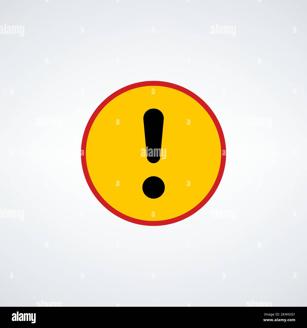 Warning exclamation mark on yellow circle. Danger hazard information ...