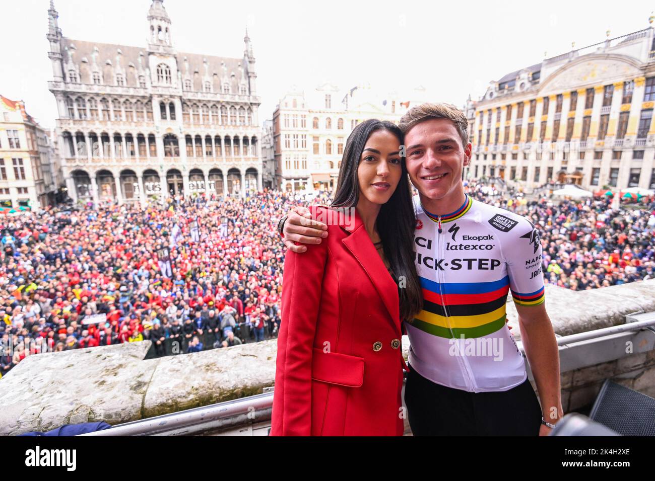 Remco Evenepoel and his partner Oumaima Oumi Rayane pictured at the ...