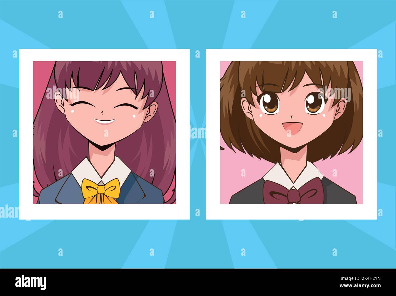 anime female characters Stock Vector Image & Art - Alamy