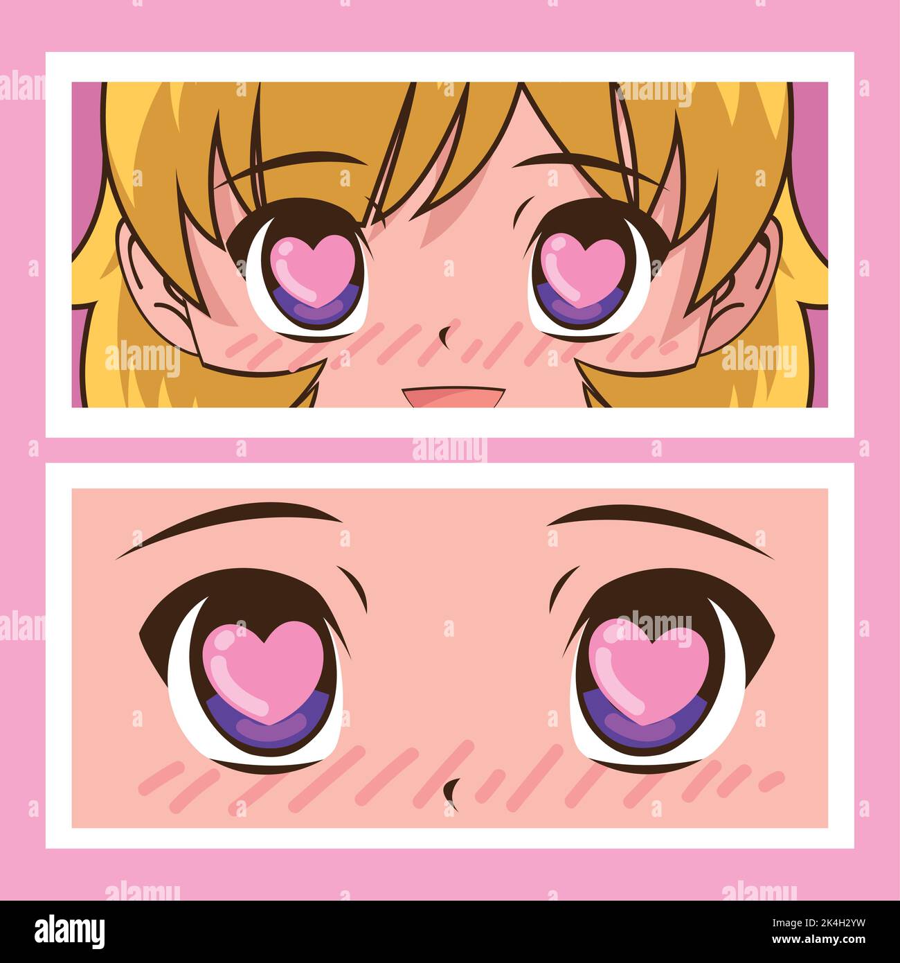 anime face hearts eyes Stock Vector Image & Art - Alamy
