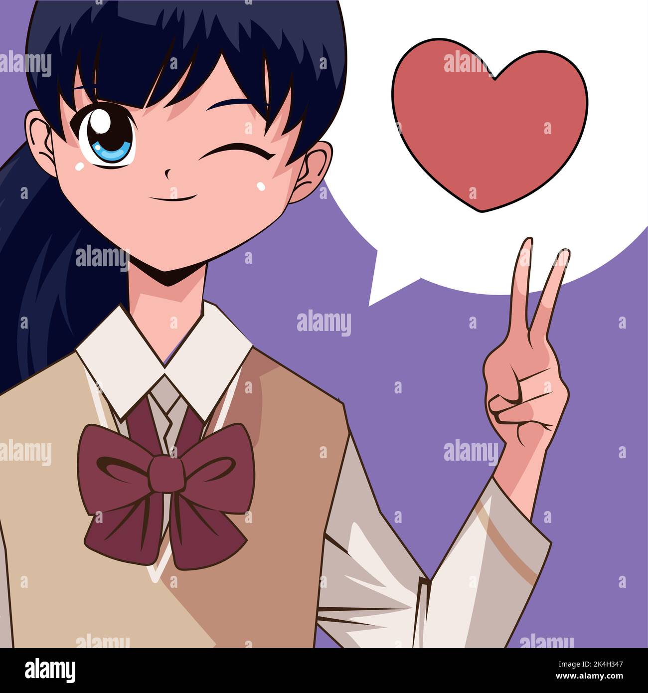 anime girl winked eye Stock Vector Image & Art - Alamy