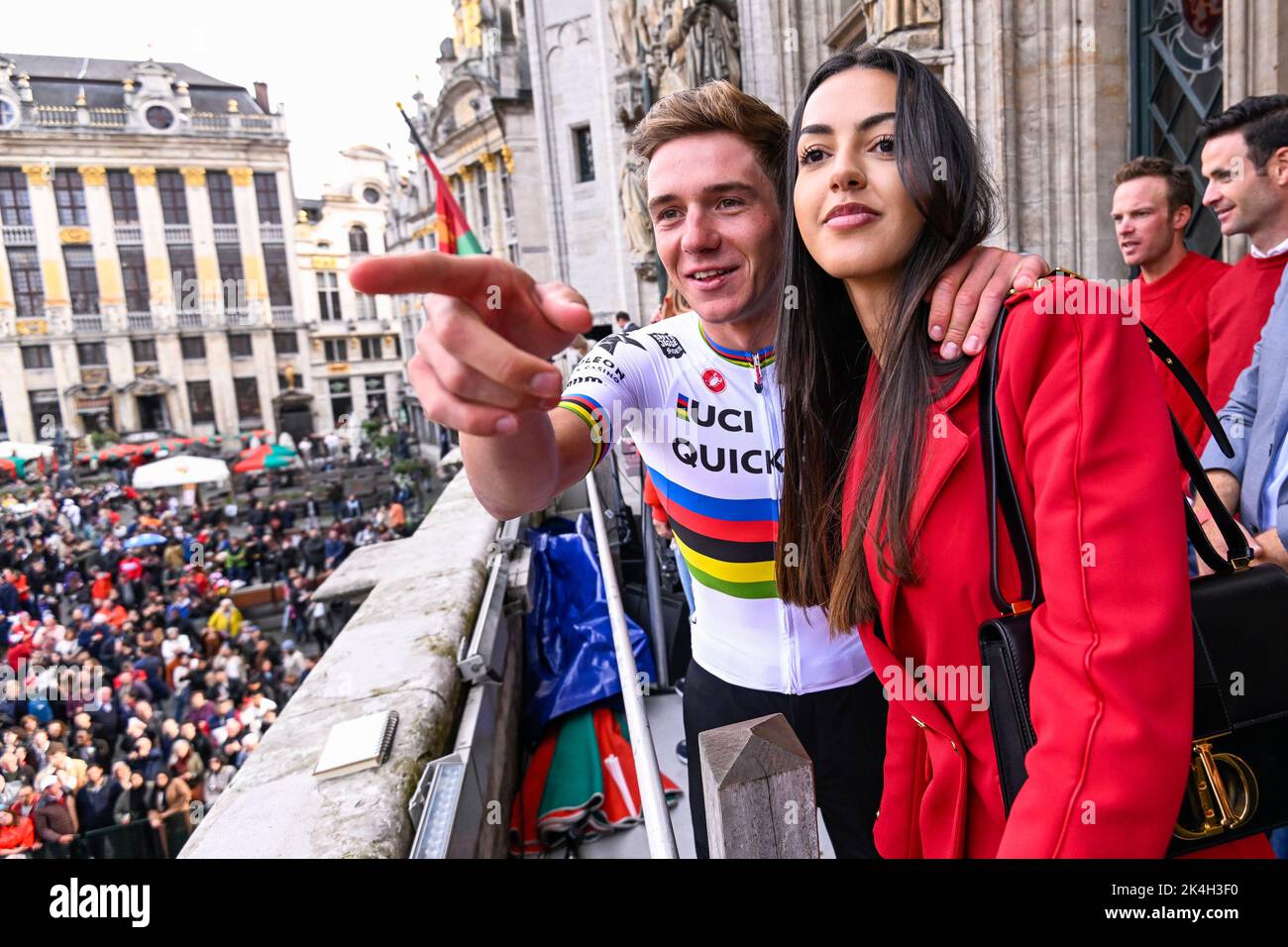 Remco Evenepoel and his partner Oumaima Oumi Rayane pictured at the ...