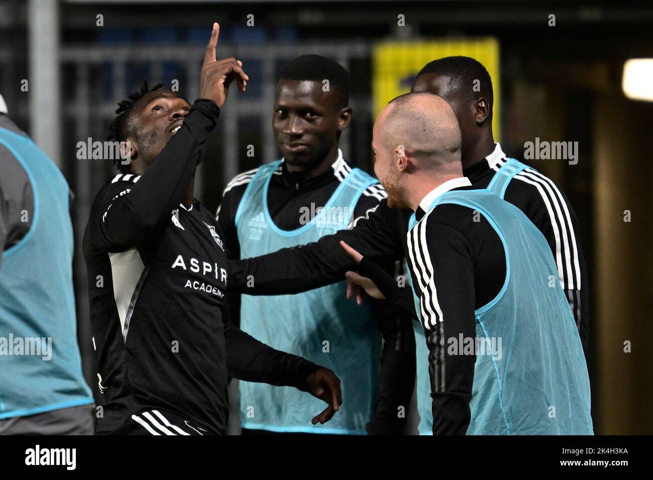 Eupen's Konan Ignace N'Dri celebrates after scoring during a soccer ...