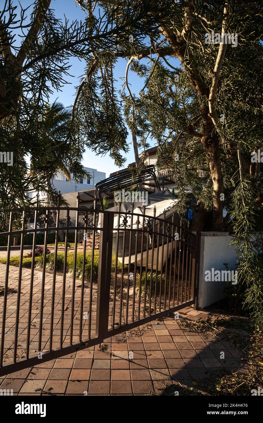Naples, Florida, USA - September 28, 2022: NEWS – Boat wreck perched on ...