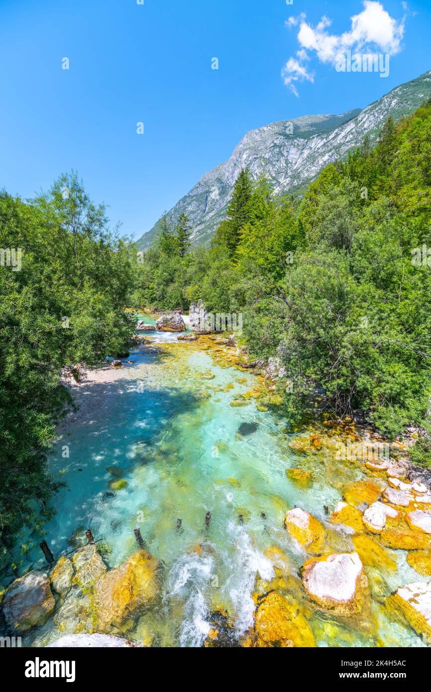 Clear water of Soca River at Small Soca Gorge Stock Photo - Alamy