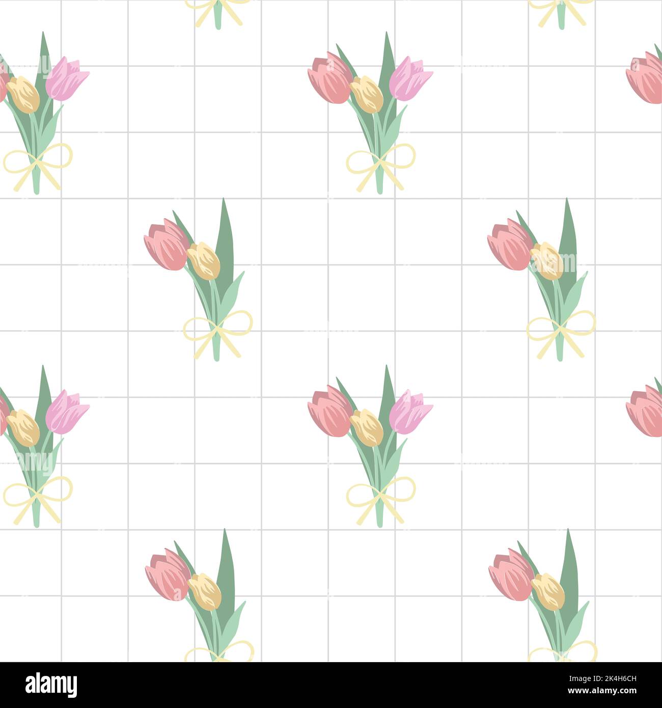Digitally generated illustration of multiple flower bouquet over grid ...